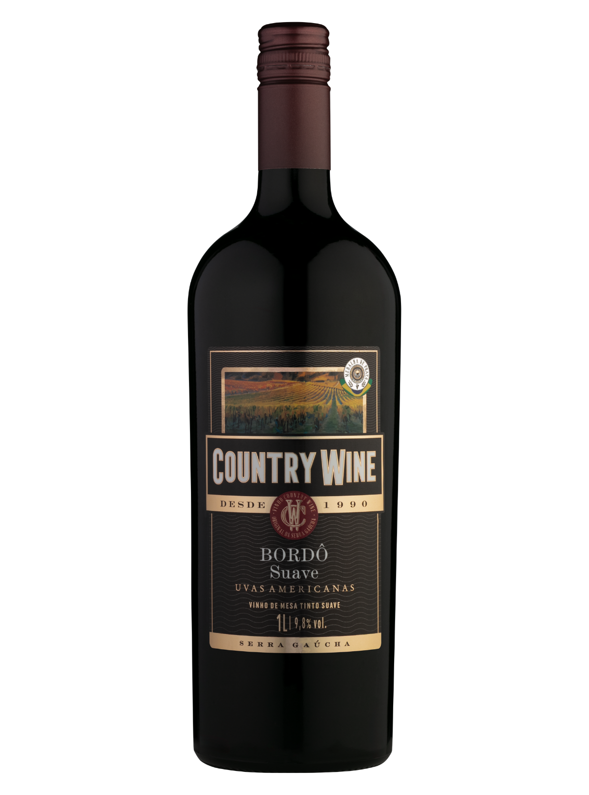 Vinho Country Wine Bordô Suave - 1 Litro | Vinícola Aurora
